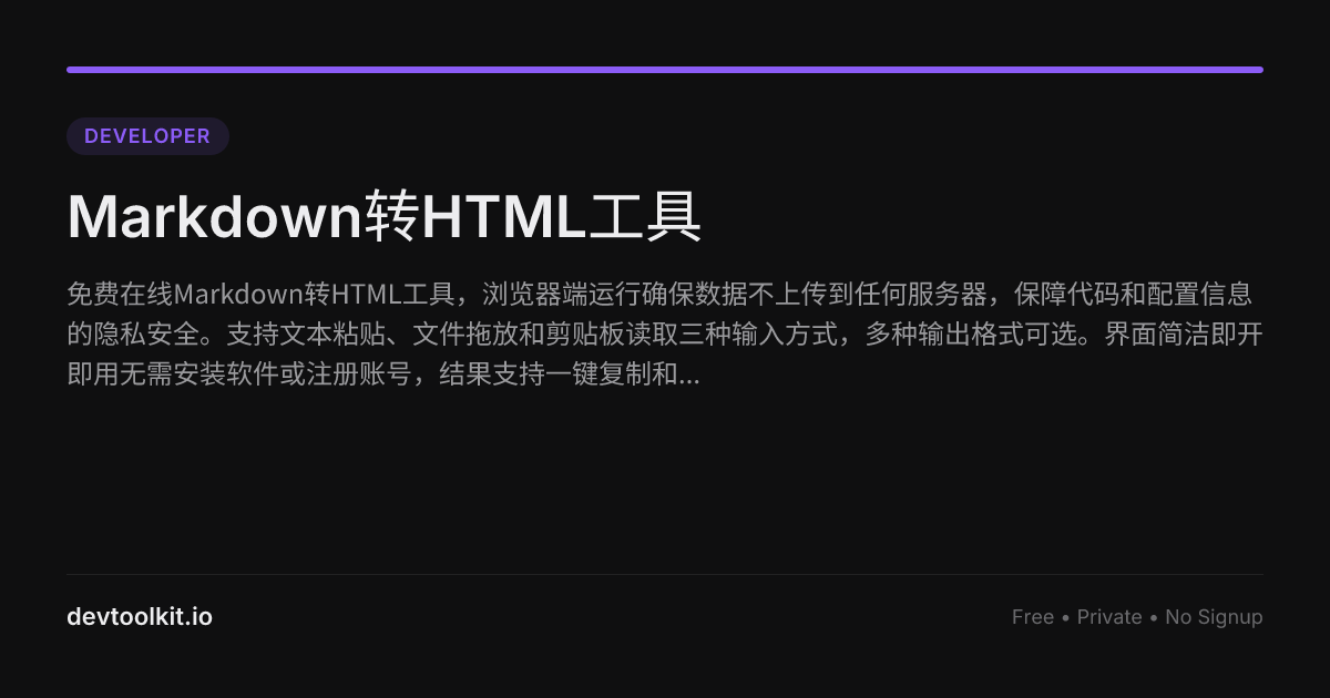 Markdown转HTML工具 - 免费在线 | DevToolkit
